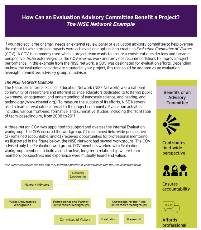 How Can an Evaluation Advisory Committee Benefit a Project? The NISE Network Example | NISE Network